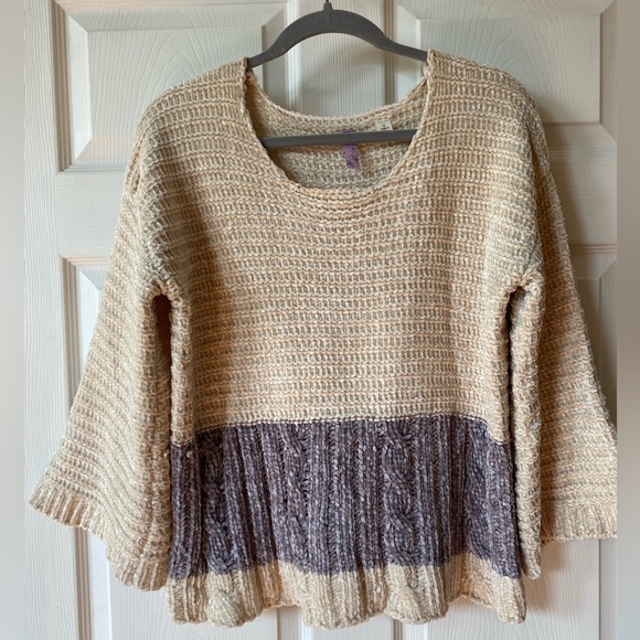 Alya | Sweaters | Alya Cream And Grey Color Block Chenille Knit | Poshmark